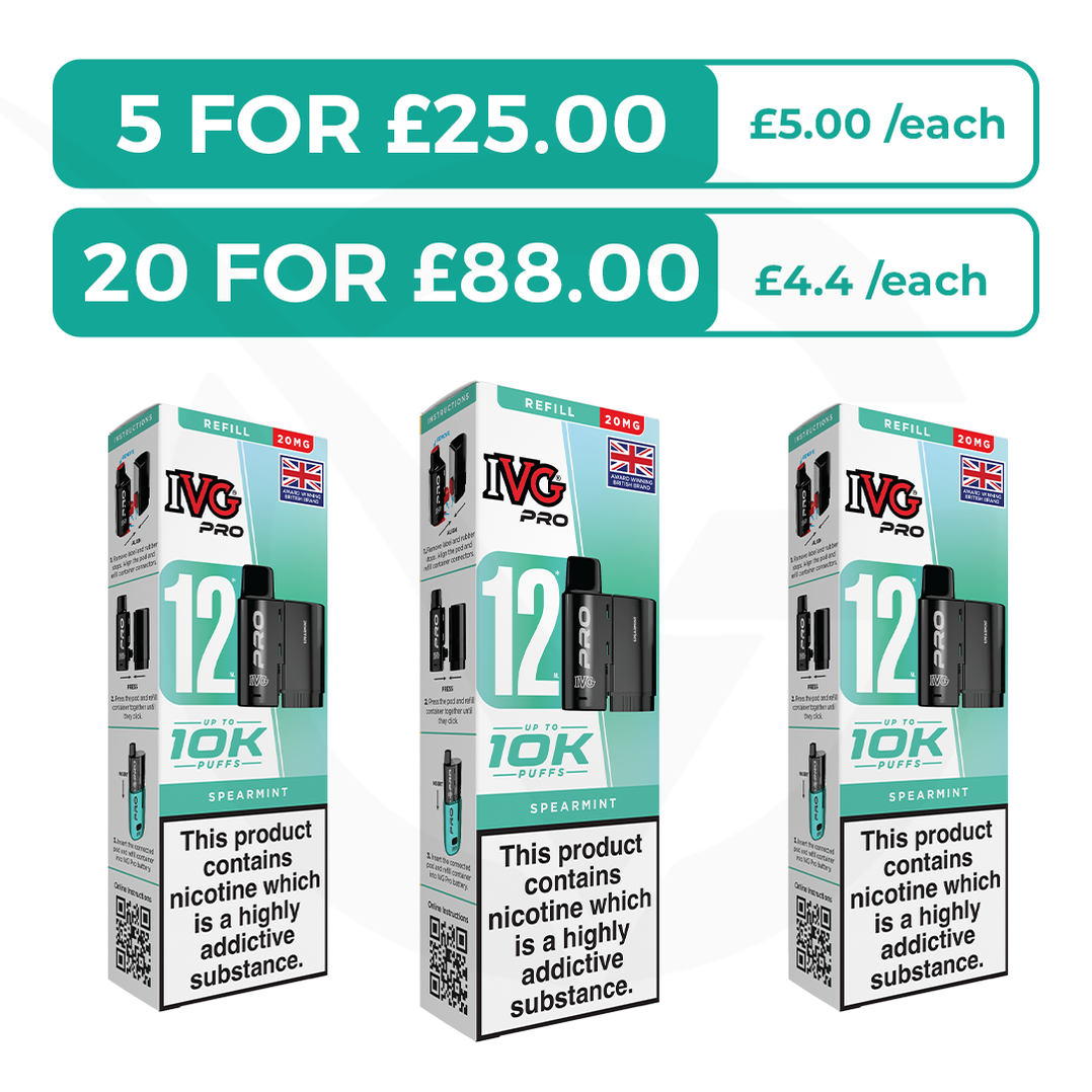 Spearmint Prefilled Pods By IVG Pro + Refill Containers - Golden Vape
